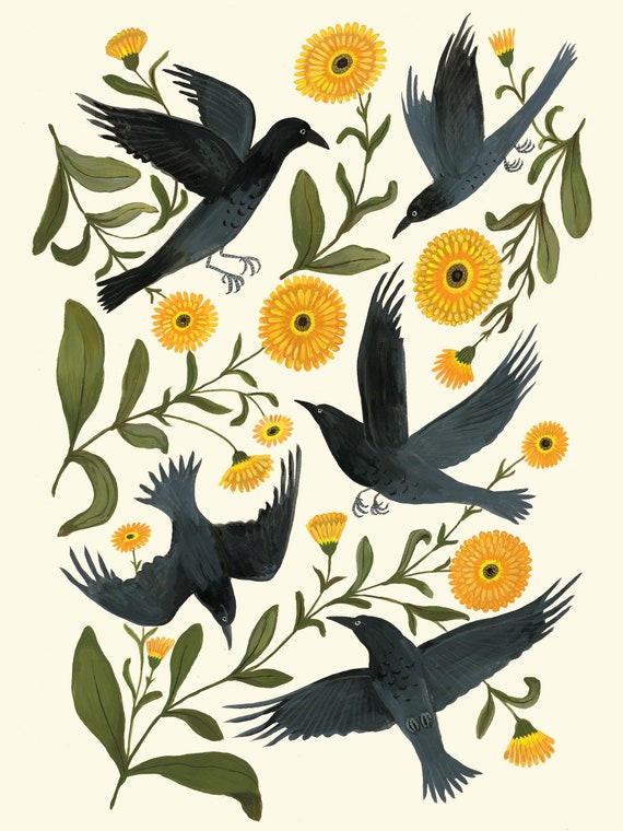 Calendula Crows - Print