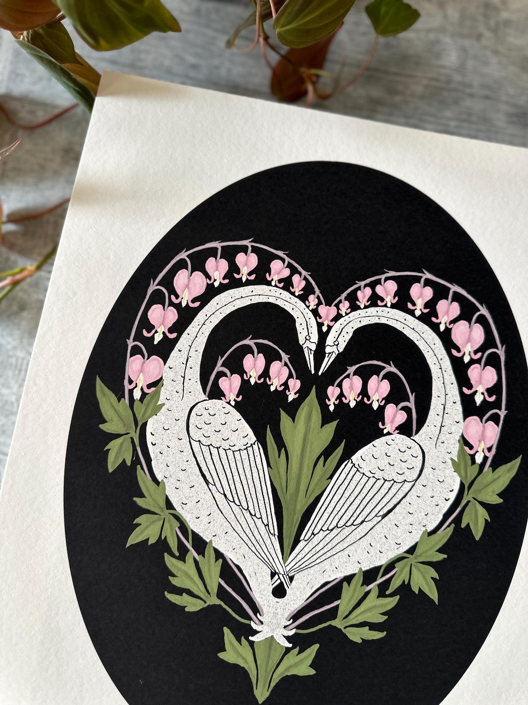Swan Love - Botanical Bleeding Hearts - Art Print - Etsy