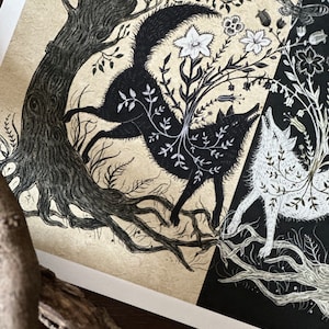 Two Wolves Meeting - Print - Etsy