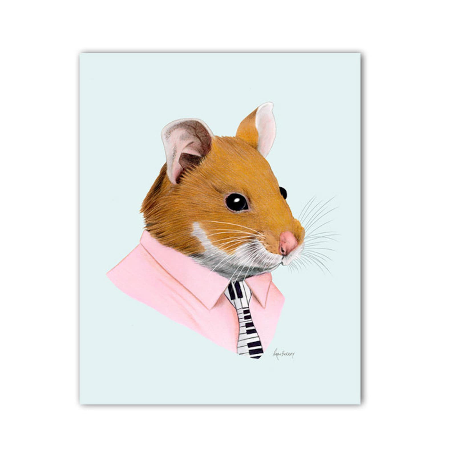 Hamster Art Print - Animals in Clothes - Animal Art - Pet Portrait ...