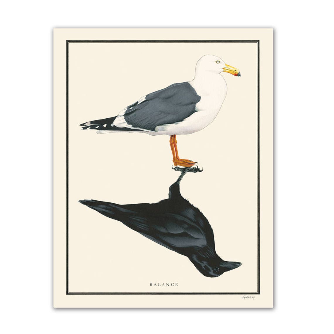 Natural Values Print Balance Gull Raven Nature Art - Etsy