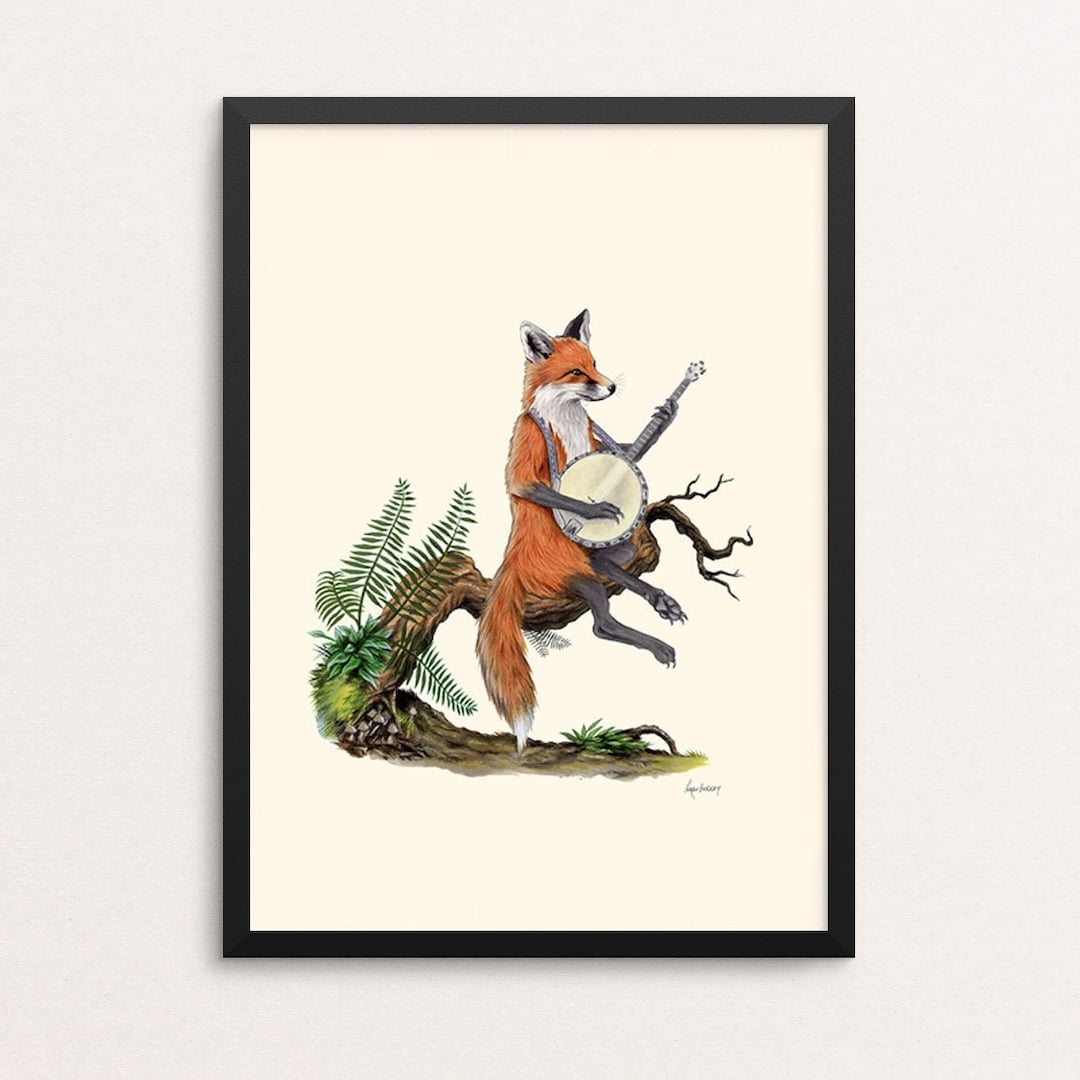Fox Musician -the Enthusiasts Print - Banjo - Gallery Wall - Animal Art ...