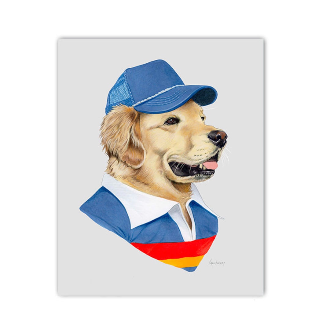 Coach Dog Art Print - Animals in Clothes - Animal Art - Golden ...