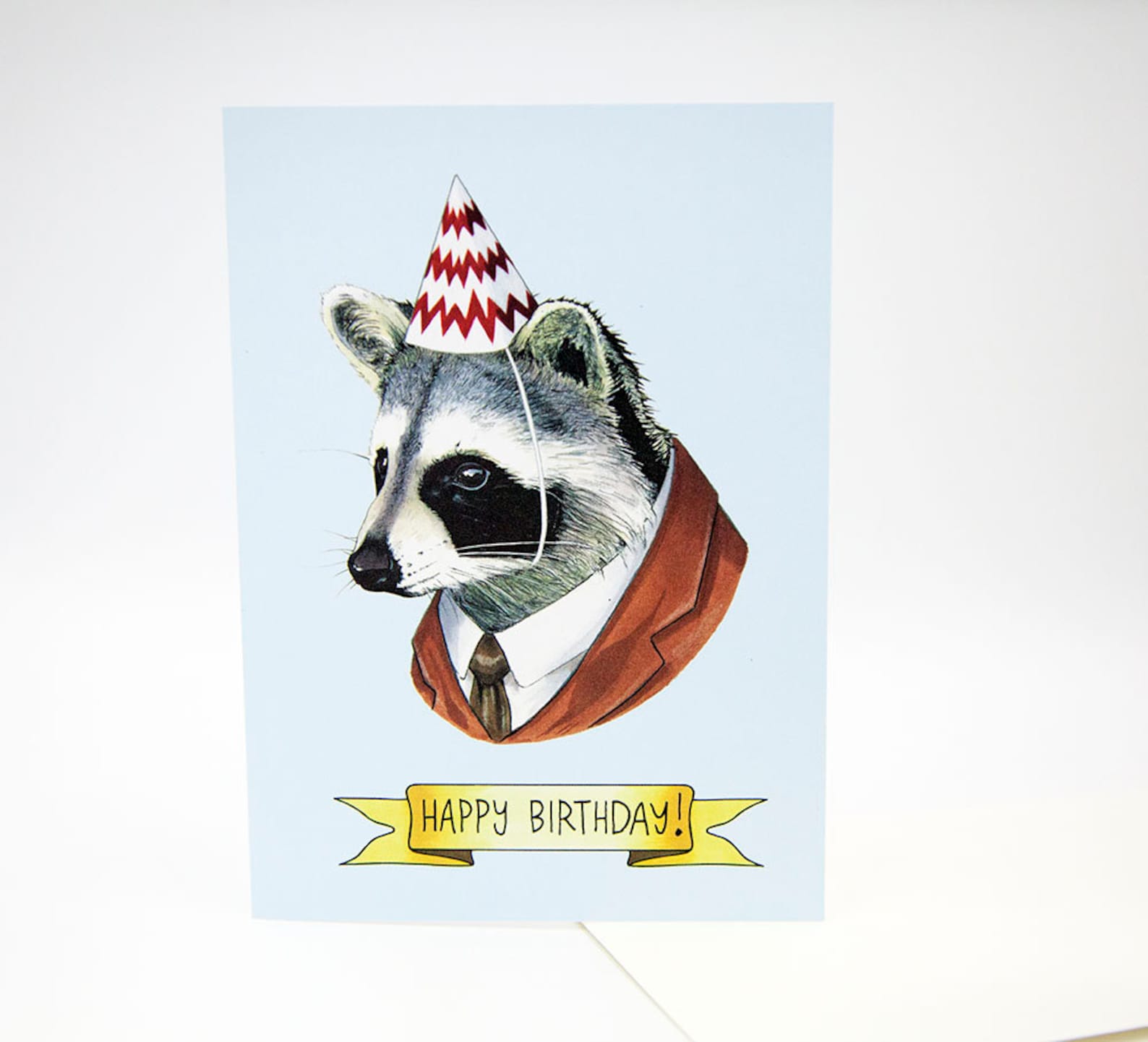 Happy Birthday Card - Party Raccoon - Raccoon Art - Berkley ...