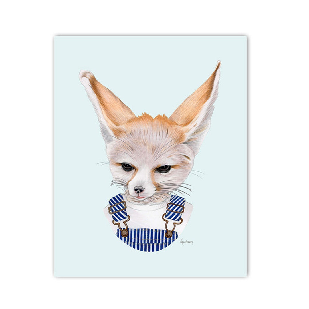 Fennec Fox Art Print - Animals in Clothes - Animal Art - Woodland ...