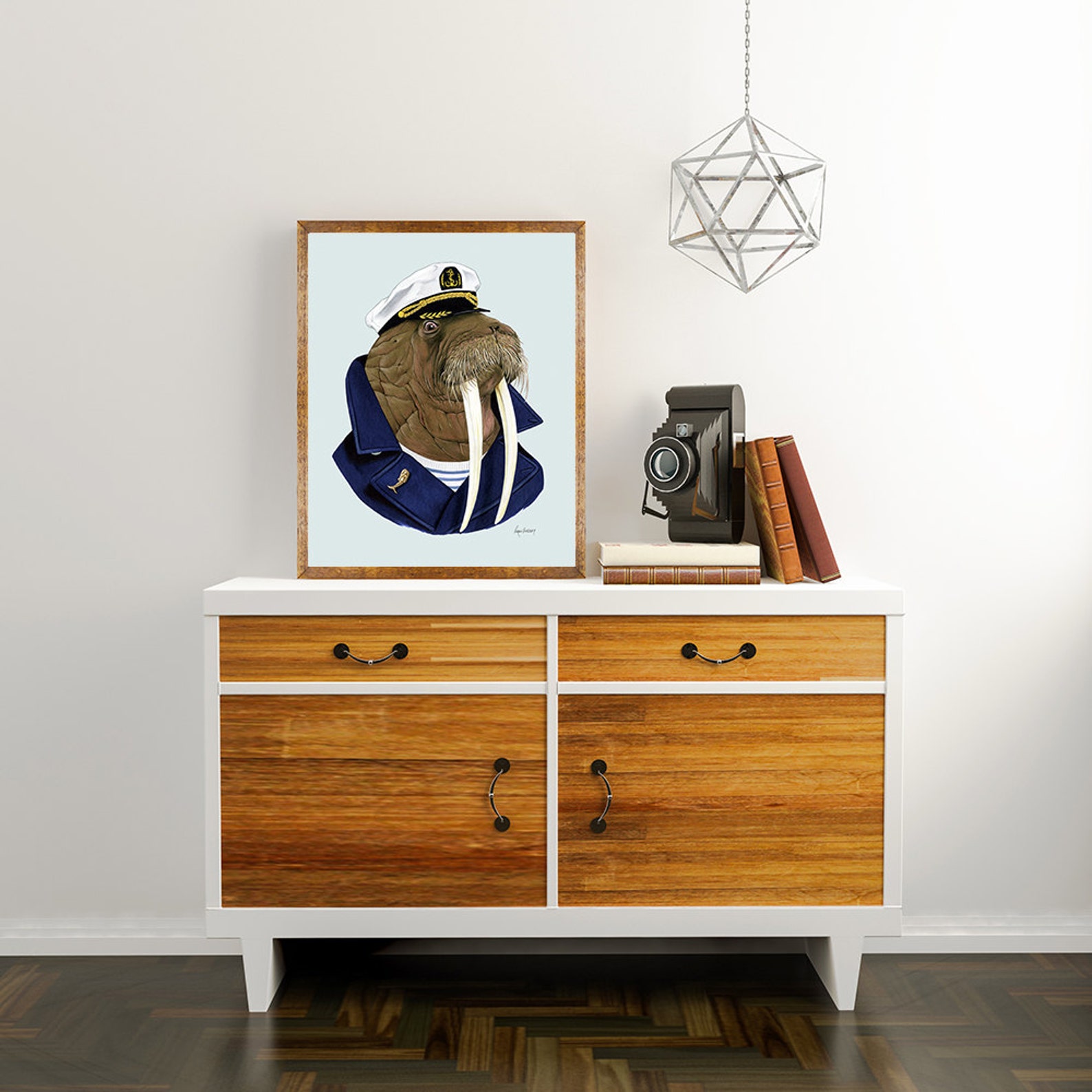 Oversized Walrus Sea Captain Print - Ryan Berkley Illustration - 16x20 ...