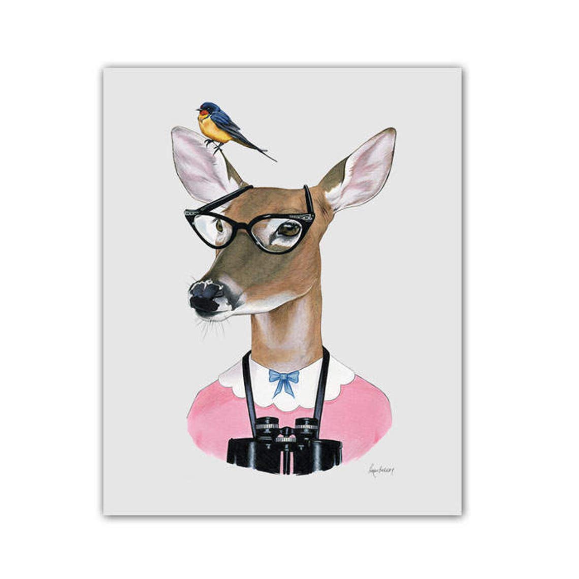 Deer Art Doe Print Woodland Nursery Dapper Animals - Etsy
