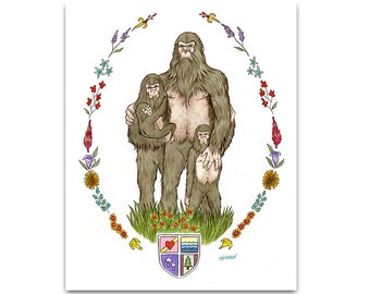 Sasquatch Family of Four Art Print by Ryan Berkley 8x10 - Etsy