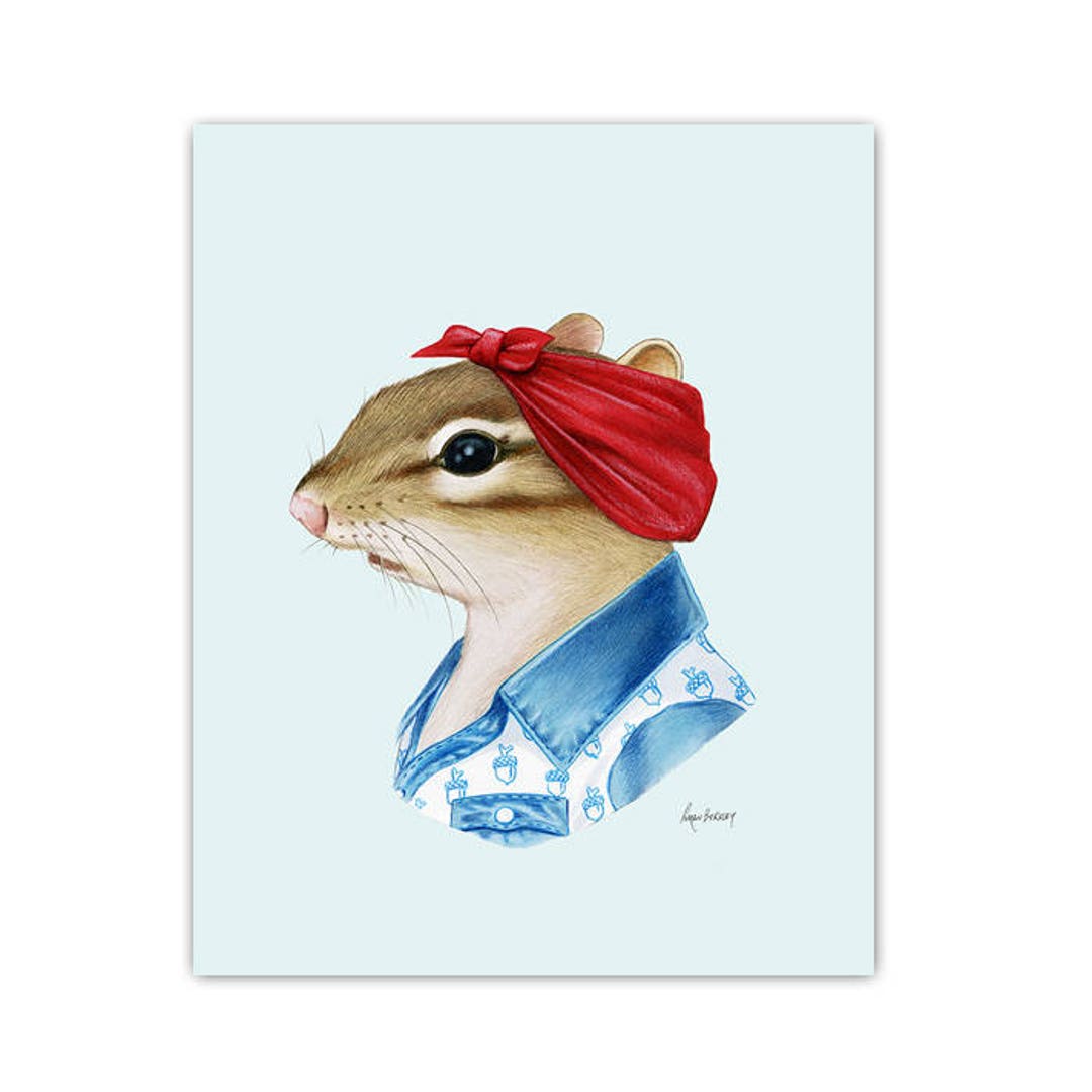 Chipmunk Lady - Modern Animal Art - Gallery Wall Art - Apartment Art ...