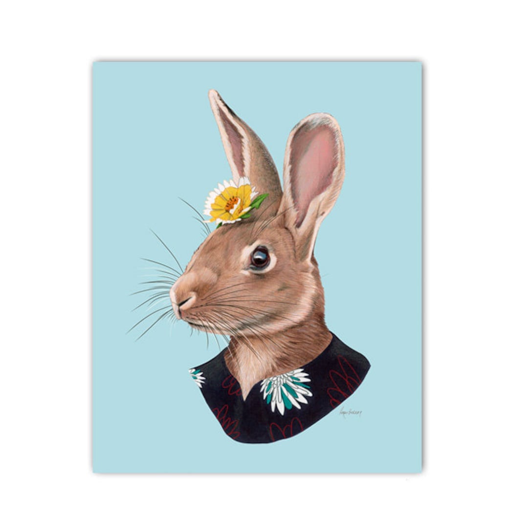 Rabbit Lady Art Print - Animals in Clothes - Animal Art - Bunny - Ryan ...