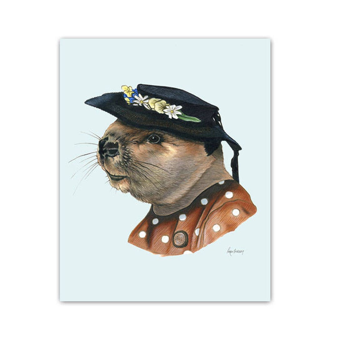 Lady Beaver Art Print 8x10 or 11x14 - Etsy