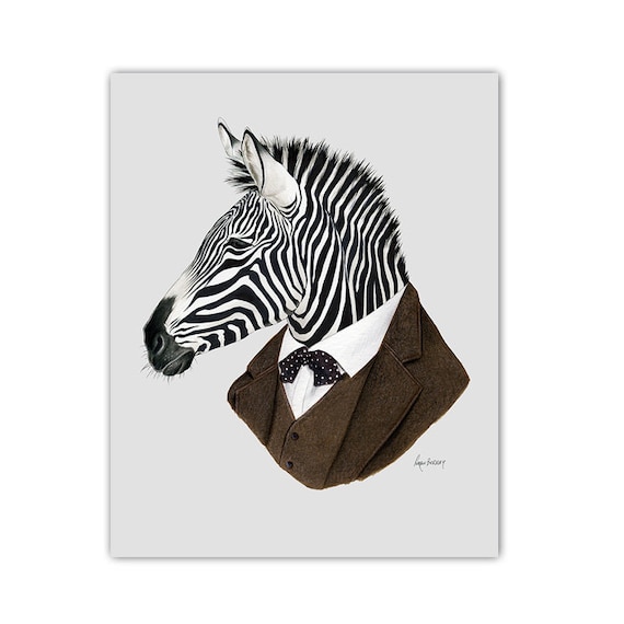 Zebra Print Animal Art Zebra Print dapper Animals Unique | Etsy