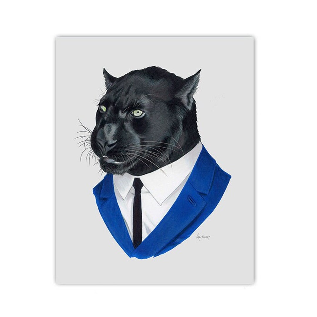 Panther Art Print - Animals in Clothes - Animal Art - Safari - Nursery ...