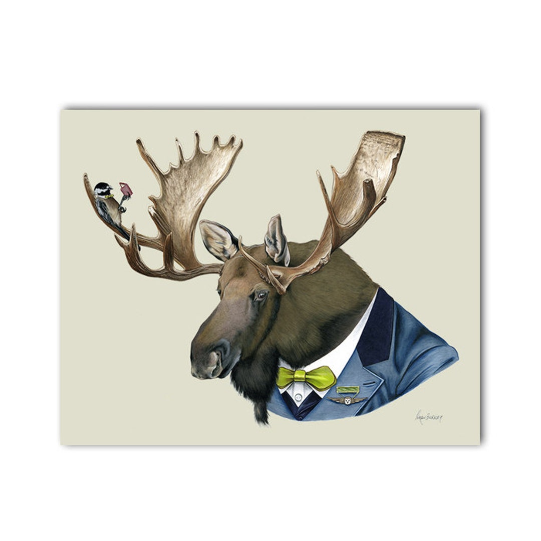 Moose Art Print 8x10 - Berkley Bestiary - Dapper Animals - Nursery Art ...