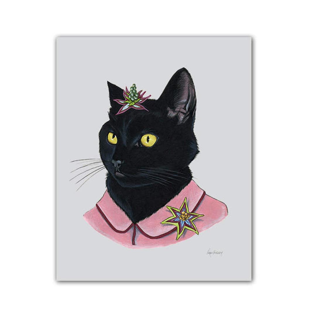 Black Cat Lady Print 8x10 - Etsy