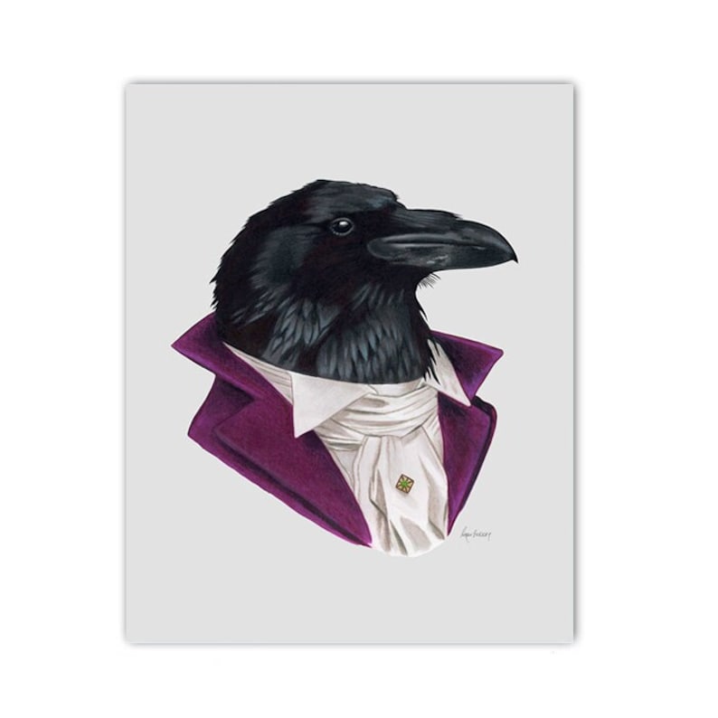 Raven Art Print Animals in Clothes Animal Art Bird - Etsy