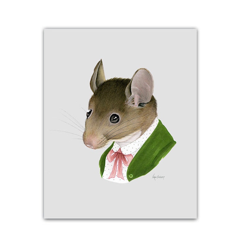 Mouse Lady Print 8x10 Animal Art Kid's Room Decor - Etsy