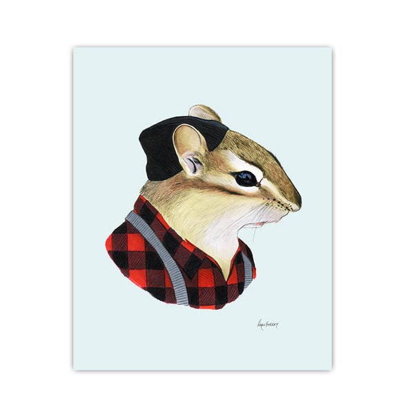 Chipmunk Art - Etsy