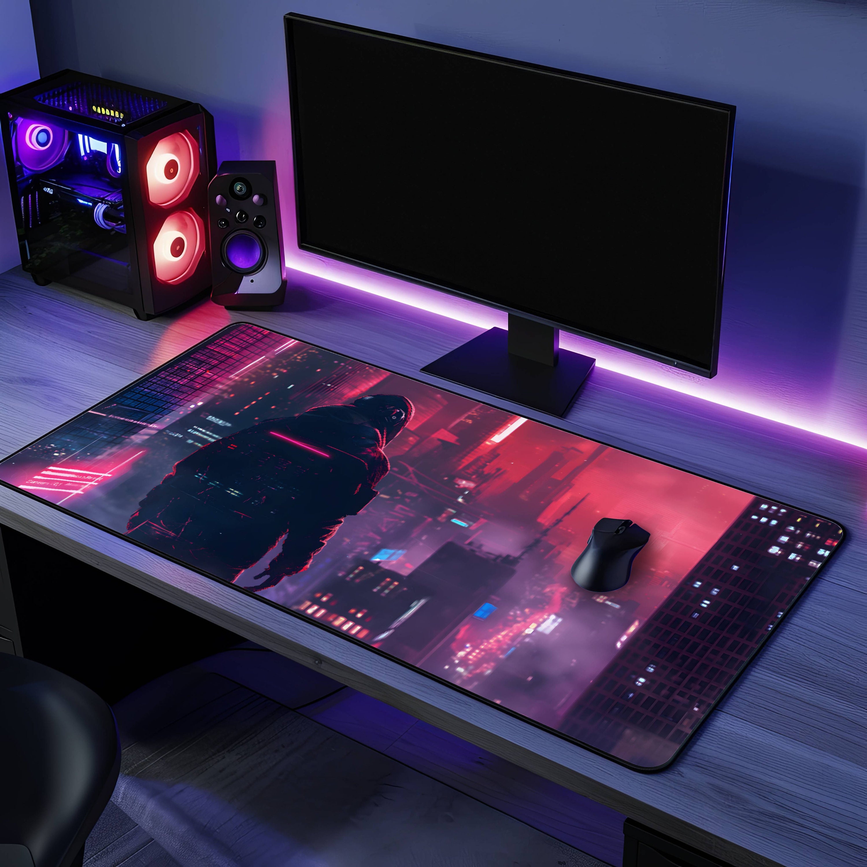 Cyberpunk Desk Mat, Cyberpunk Guy Desk Mat, Desk Mat, Desk Mat Gift ...