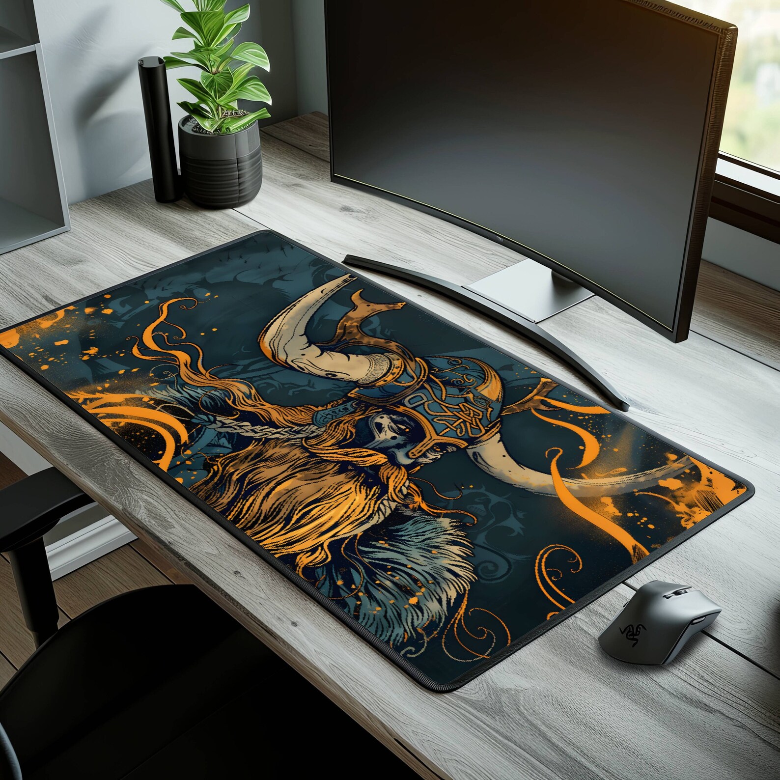 Orange Viking Mouse Pad Anime Mouse Mat Custom Desk Mat for Gamers ...