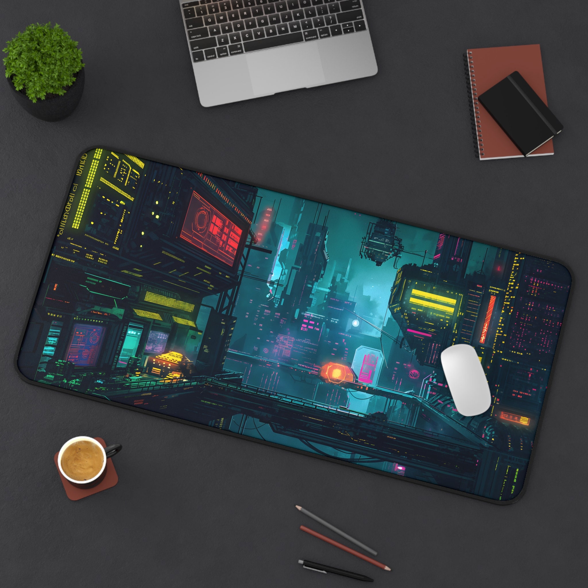 Cyberpunk City Desk Mat, Cyberpunk Desk Mat, Desk Mat, Desk Mat Gift ...