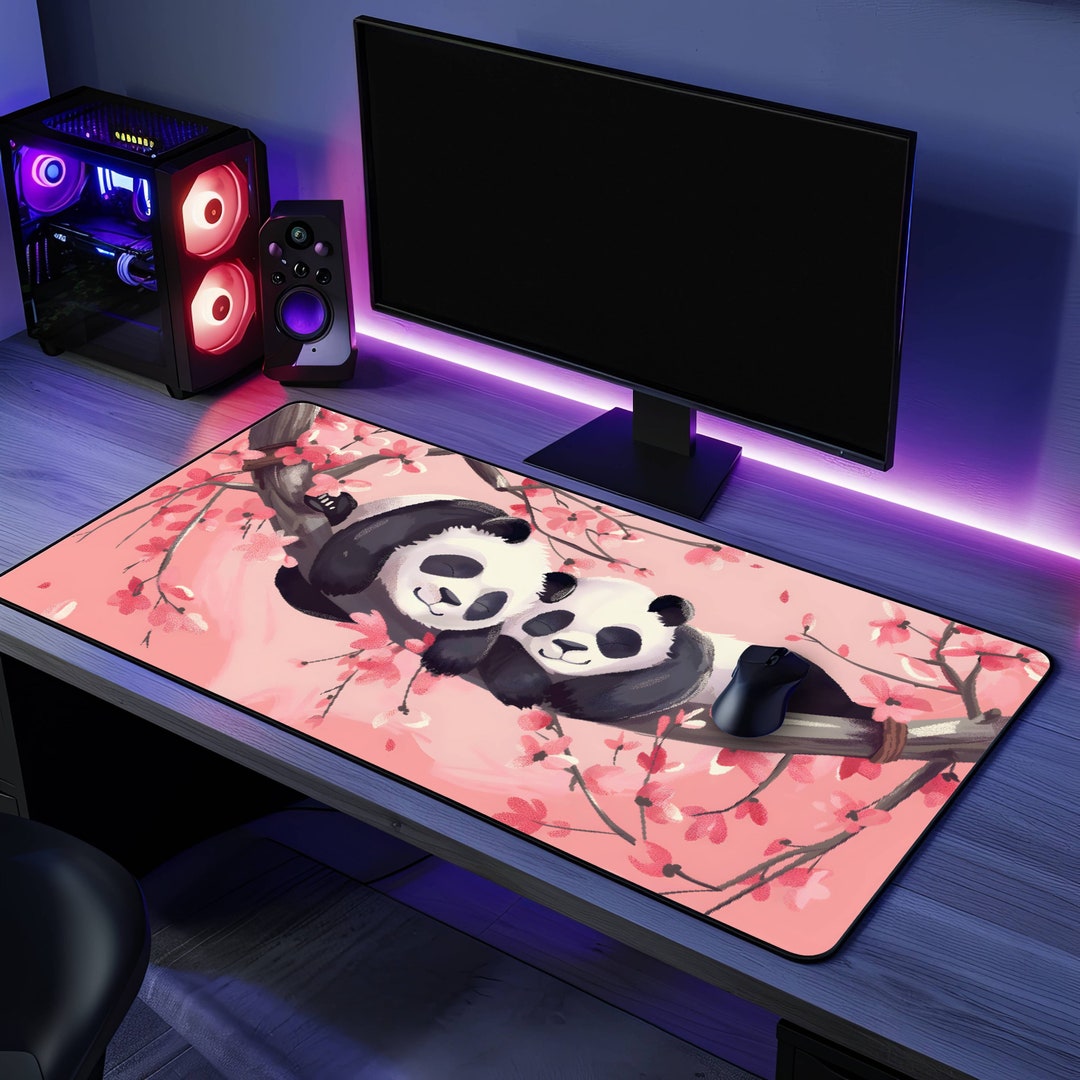 Kawaii Pandas Sleeping Desk Mat, Cute Desk Mat, XXL Mouse Pad, Desk Mat ...
