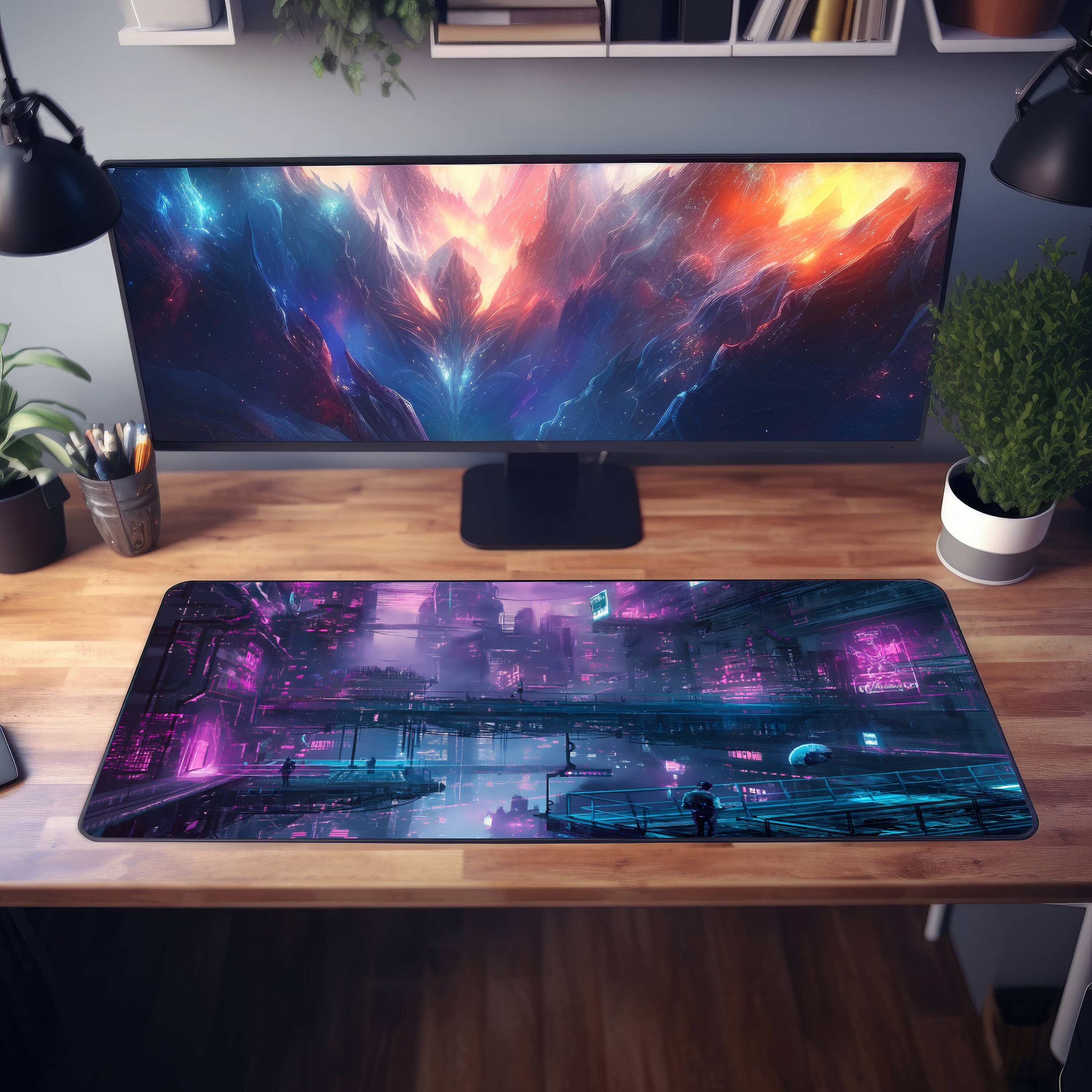 Cyberpunk Desk Mat, Cyberpunk City Desk Mat, Desk Mat, Desk Mat Gift ...