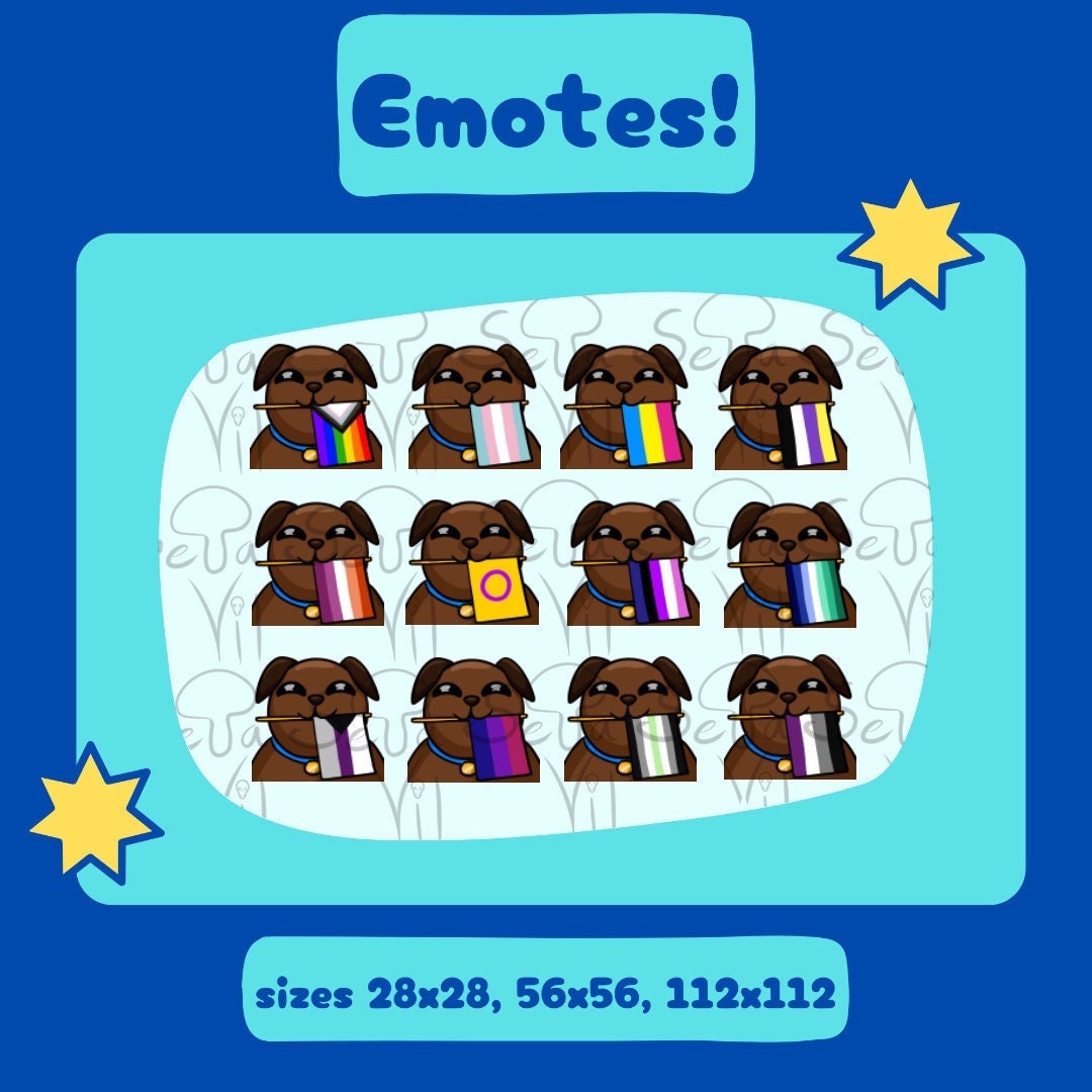 Pride Flag Dog Emotes for Twitch or Youtube Pack of 12 / PNG Assets for ...