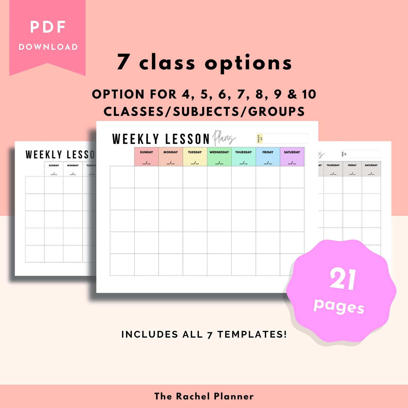 Lesson Plan Template Weekly Lesson Planner Printable - Etsy