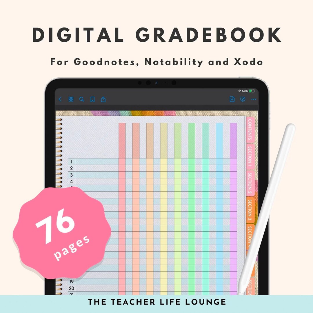 Digital Teacher Grade Book, Grade Sheet PDF, Class Sizes 25-30, Instant ...
