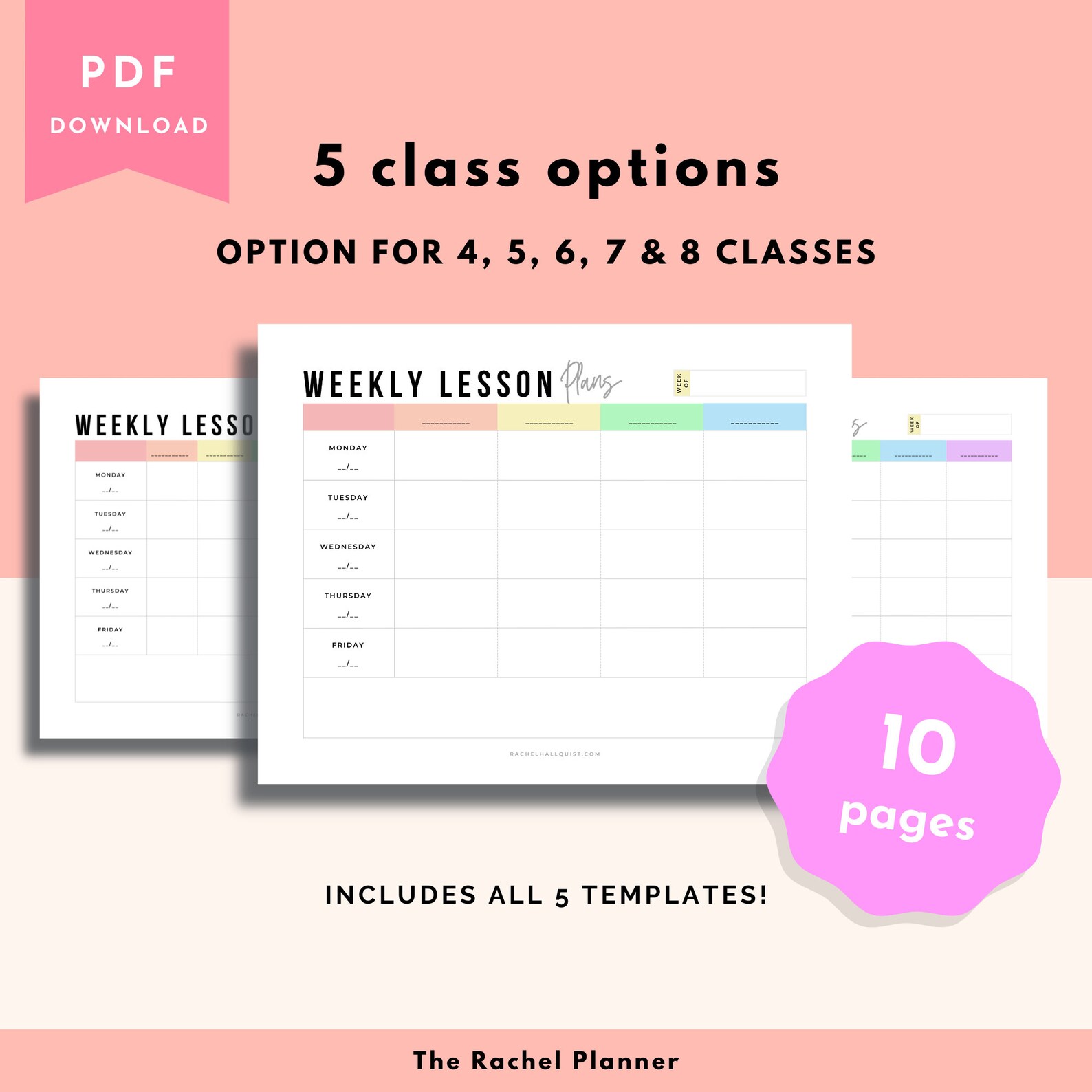 Lesson Plan Template Weekly Lesson Planner Printable - Etsy