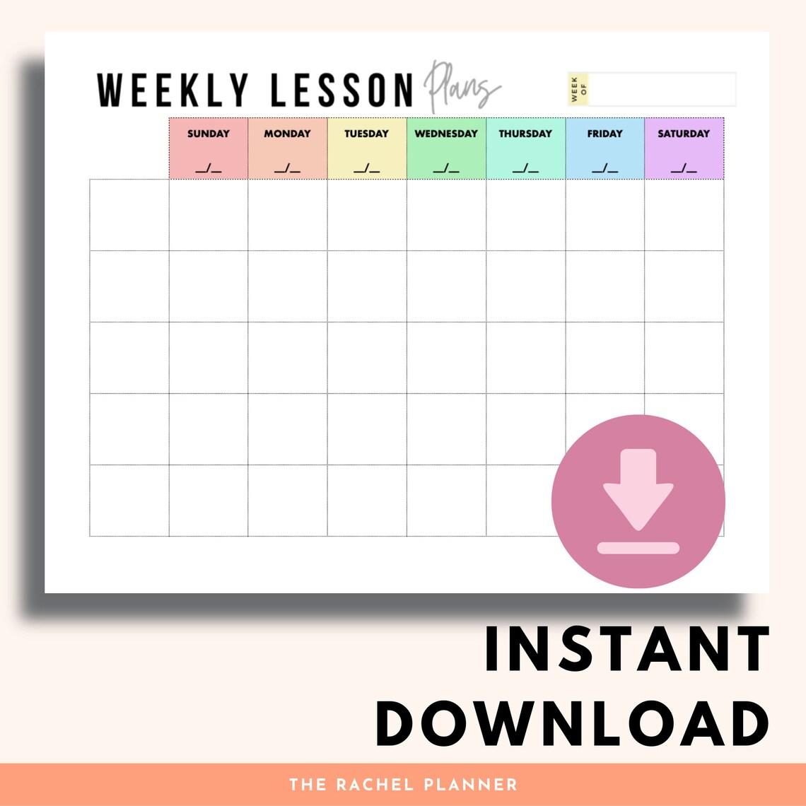Lesson Plan Template Weekly Lesson Planner Printable - Etsy