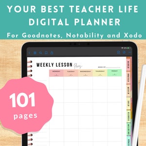 Best Teacher Life Digital Planner W/ Digital Stickers Undated Planner ...
