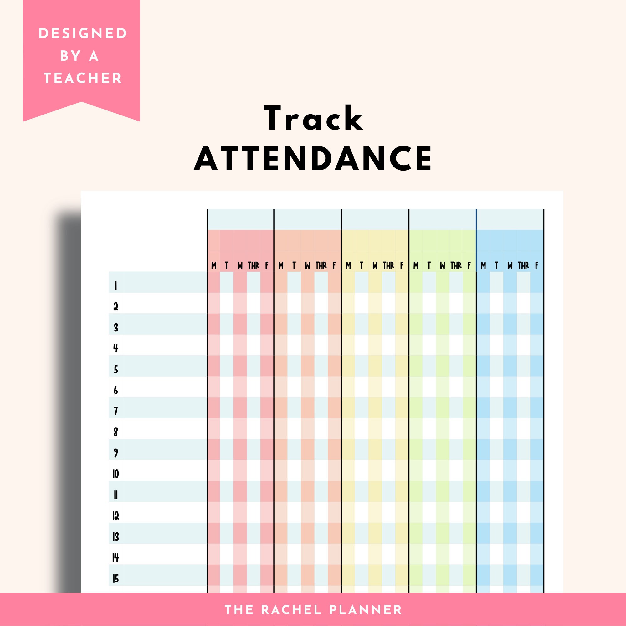 Printable Attendance Roster Book, Attendance Sheet PDF, Class Sizes 25 ...