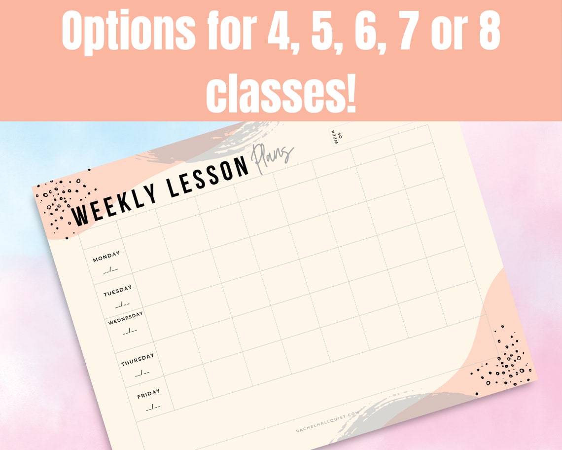 Lesson Plan Template Weekly Lesson Planner Printable | Etsy