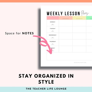 Lesson Plan Template, Weekly Lesson Planner, Printable Planner ...