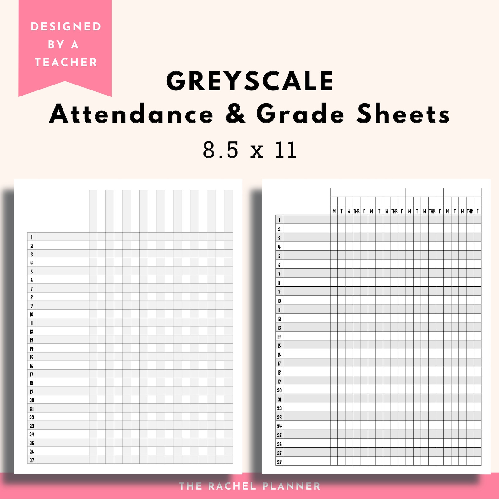 Printable Teacher Grade Book and Attendance Sheet Grade Sheet | Etsy