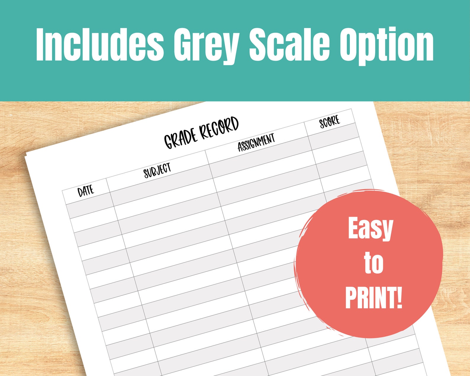 Printable Homeschool Grade Book, Grade Sheet PDF, Instant Download ...