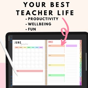 Best Teacher Life Digital Planner W/ Digital Stickers Undated Planner ...