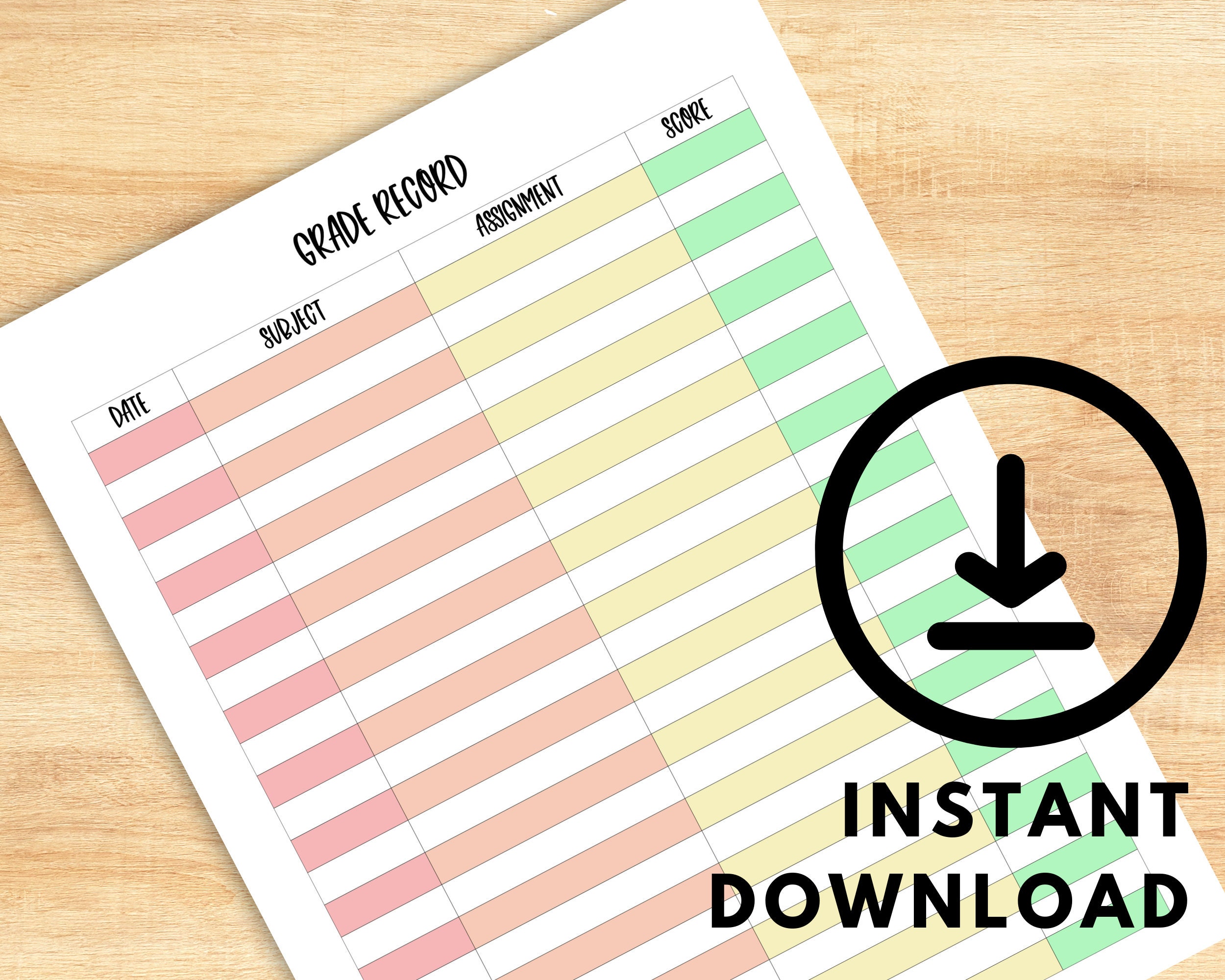 Printable Homeschool Grade Book, Grade Sheet PDF, Instant Download ...