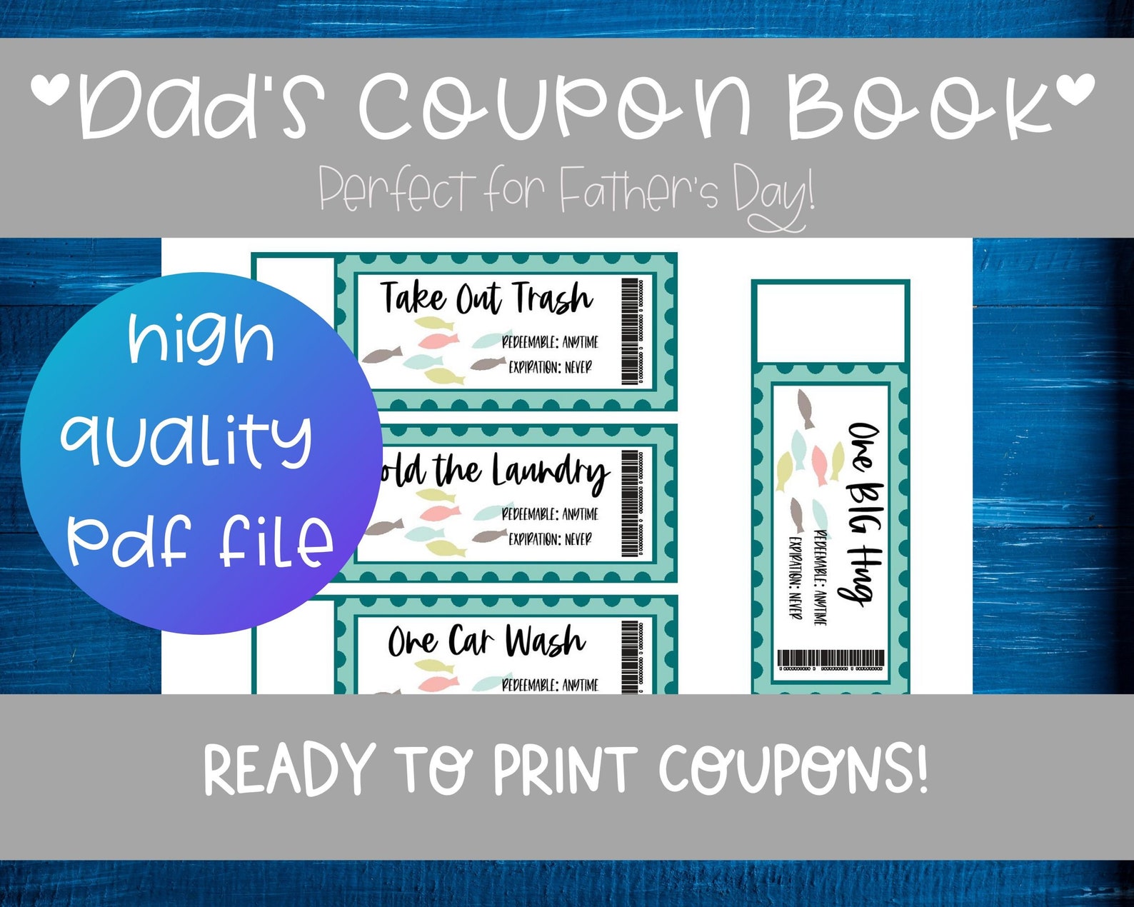 Father's Day Coupon Book, Printable, Download, Instant Download, Father ...