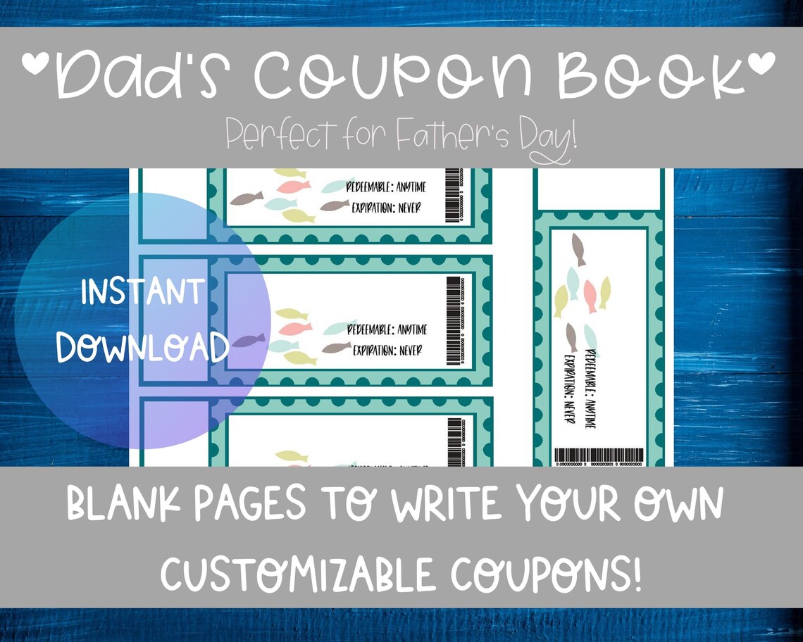 Father's Day Coupon Book Printable Download Instant - Etsy
