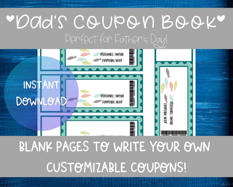 Father's Day Coupon Book, Printable, Download, Instant Download, Father ...