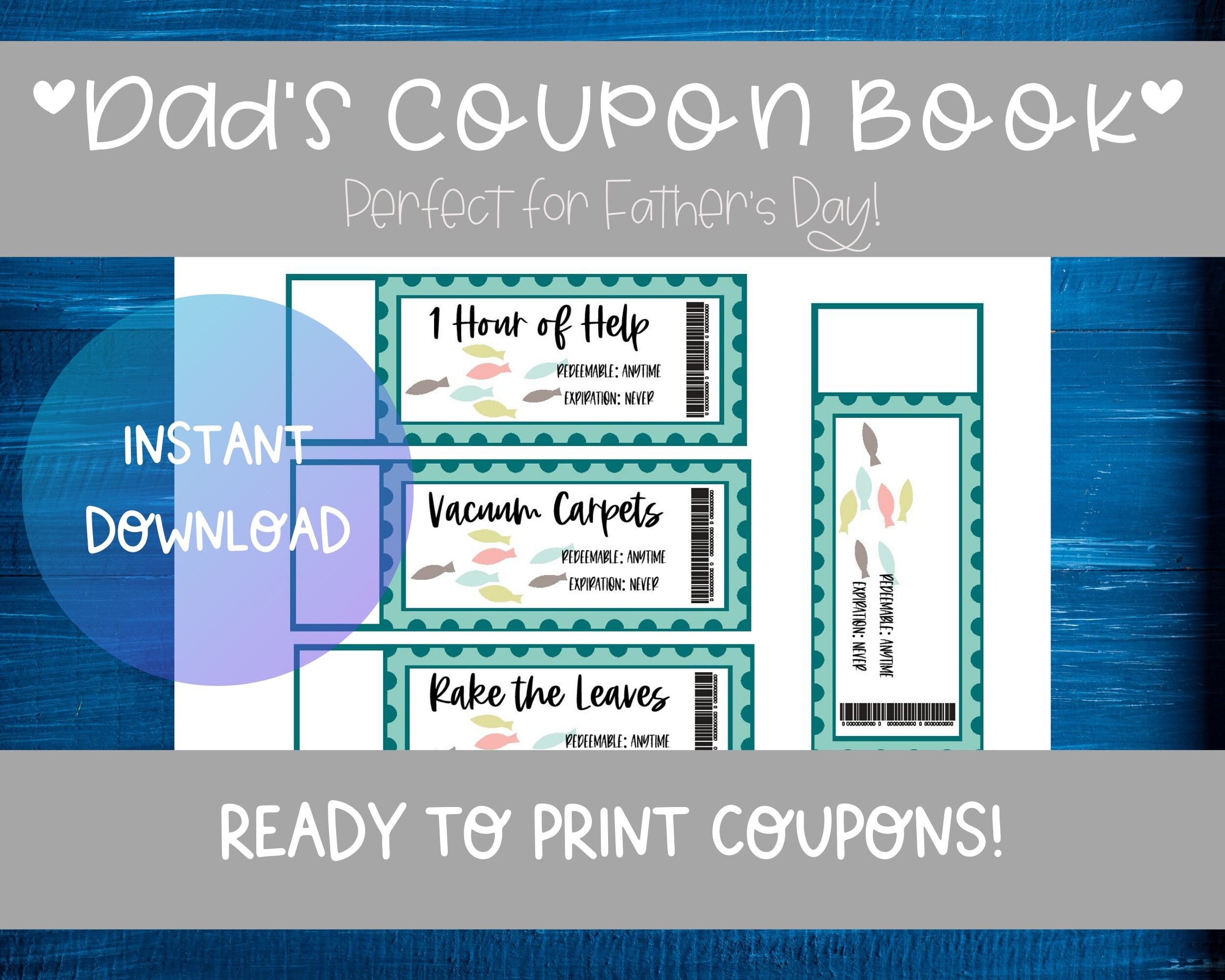 Father's Day Coupon Book, Printable, Download, Instant Download, Father ...