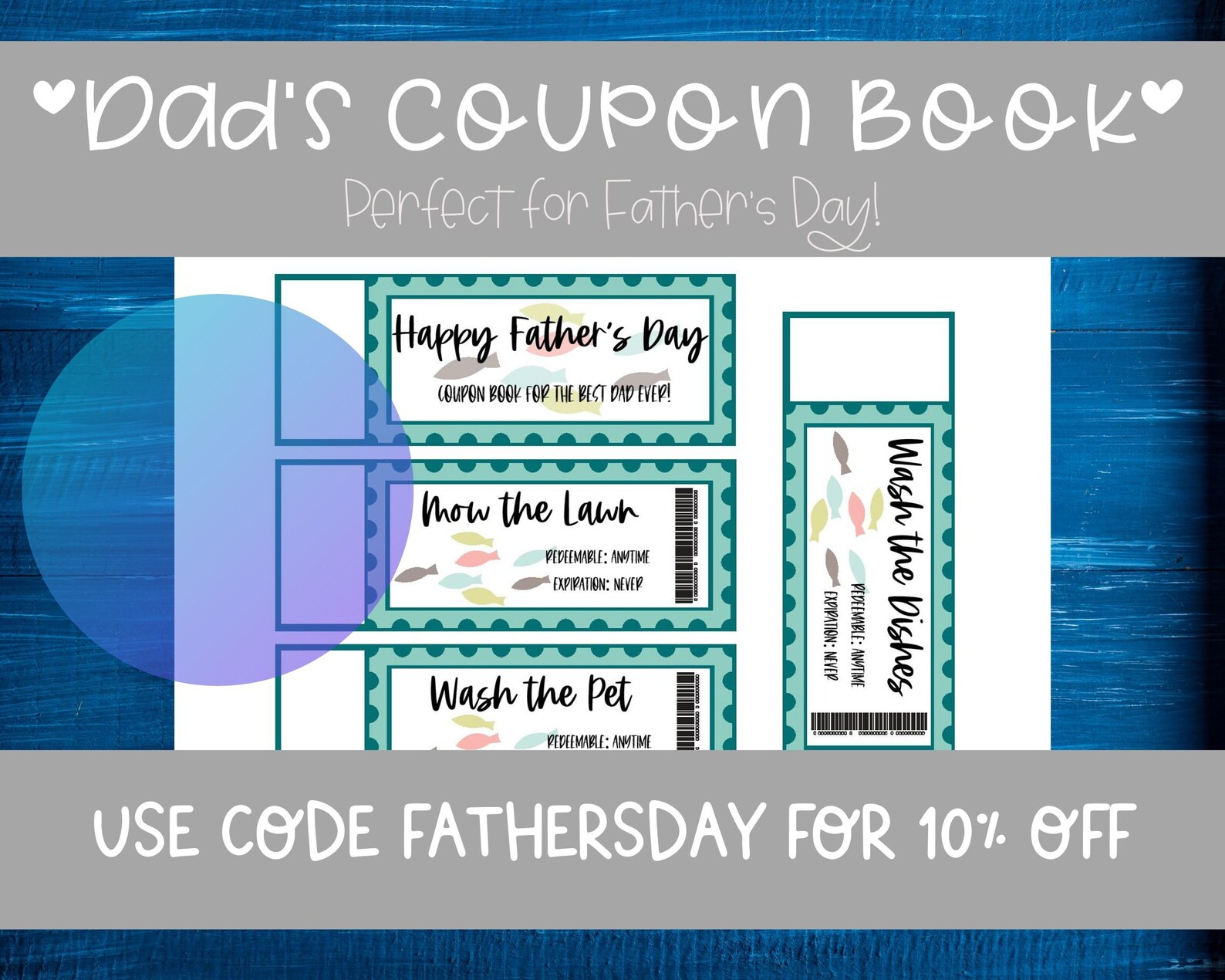 Father's Day Coupon Book, Printable, Download, Instant Download, Father ...