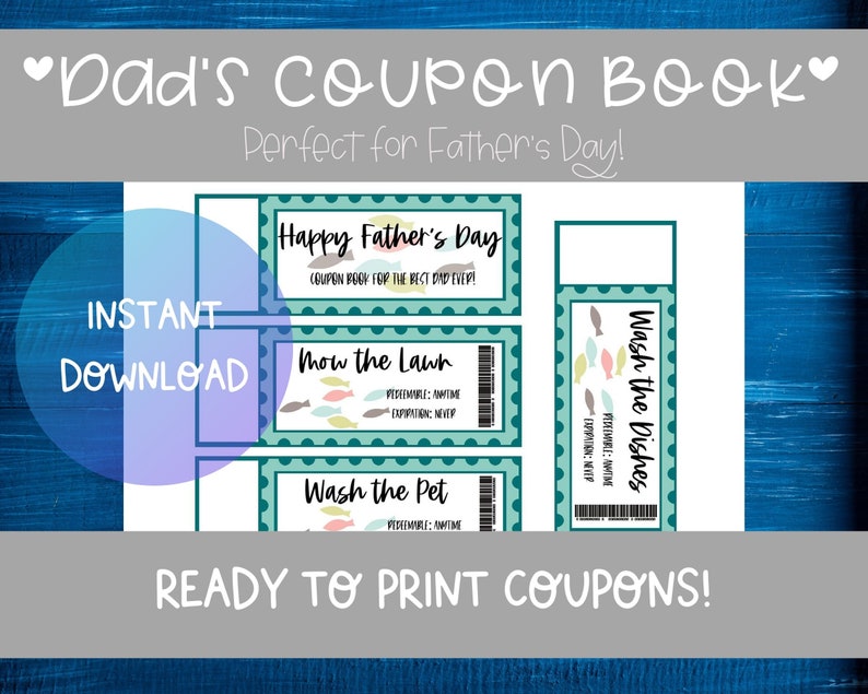 Father's Day Coupon Book, Printable, Download, Instant Download, Father ...
