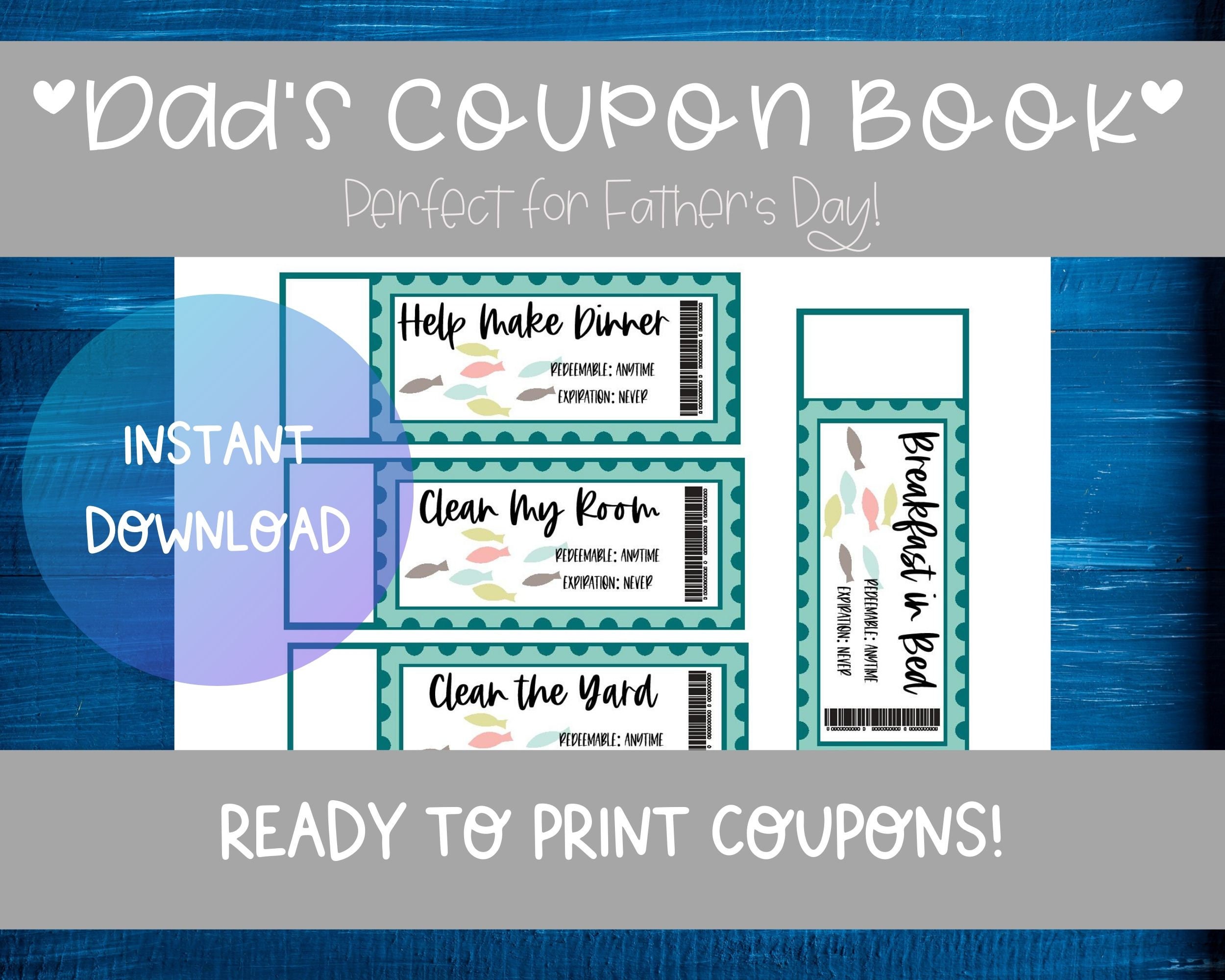 Father's Day Coupon Book, Printable, Download, Instant Download, Father ...