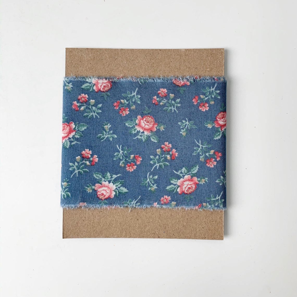 Vintage Pink and Blue Floral Fabric Strip, Cotton Fabric Strip, Vintage ...