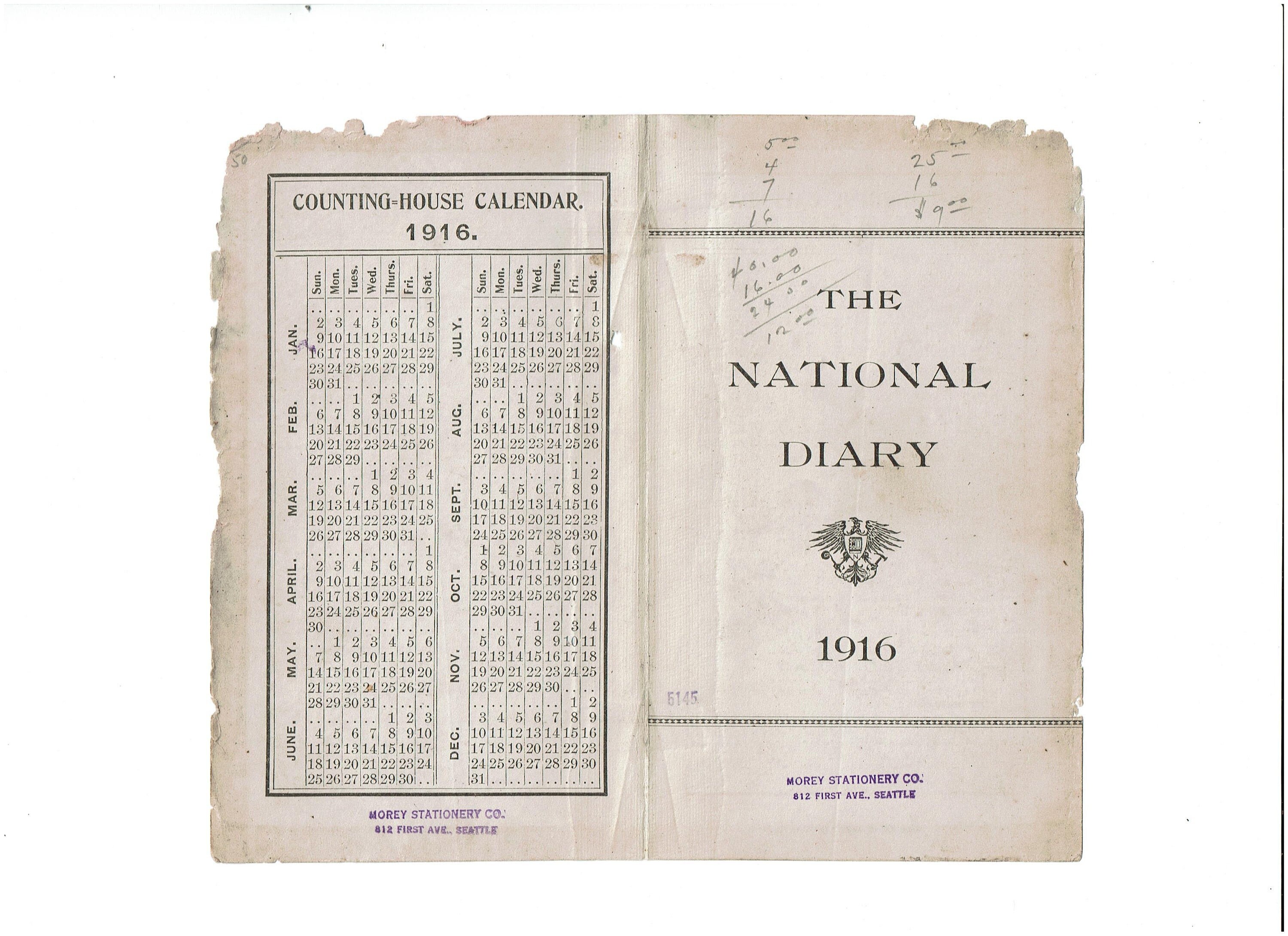 Antique National Diary Planner 1916, Vintage Diary Planner 1916 ...