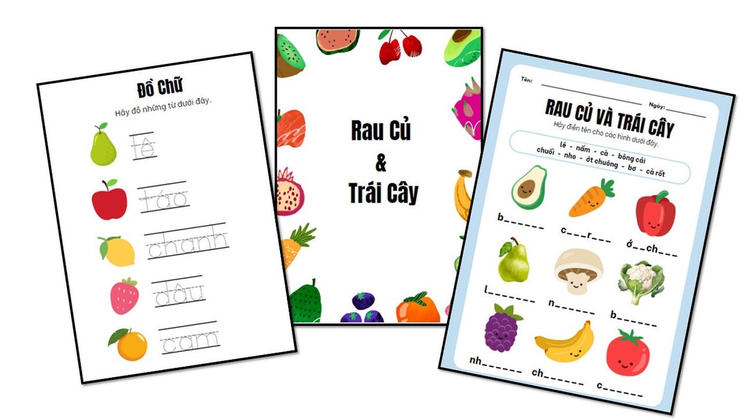Vietnamese Fruit and Vegetables Printable Worksheet for Preschool ...